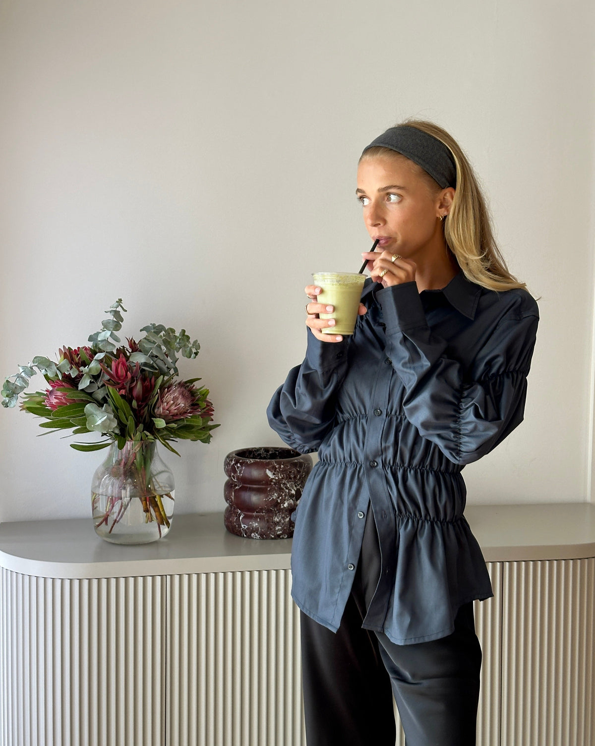 Scrunched Shirt - Charcoal