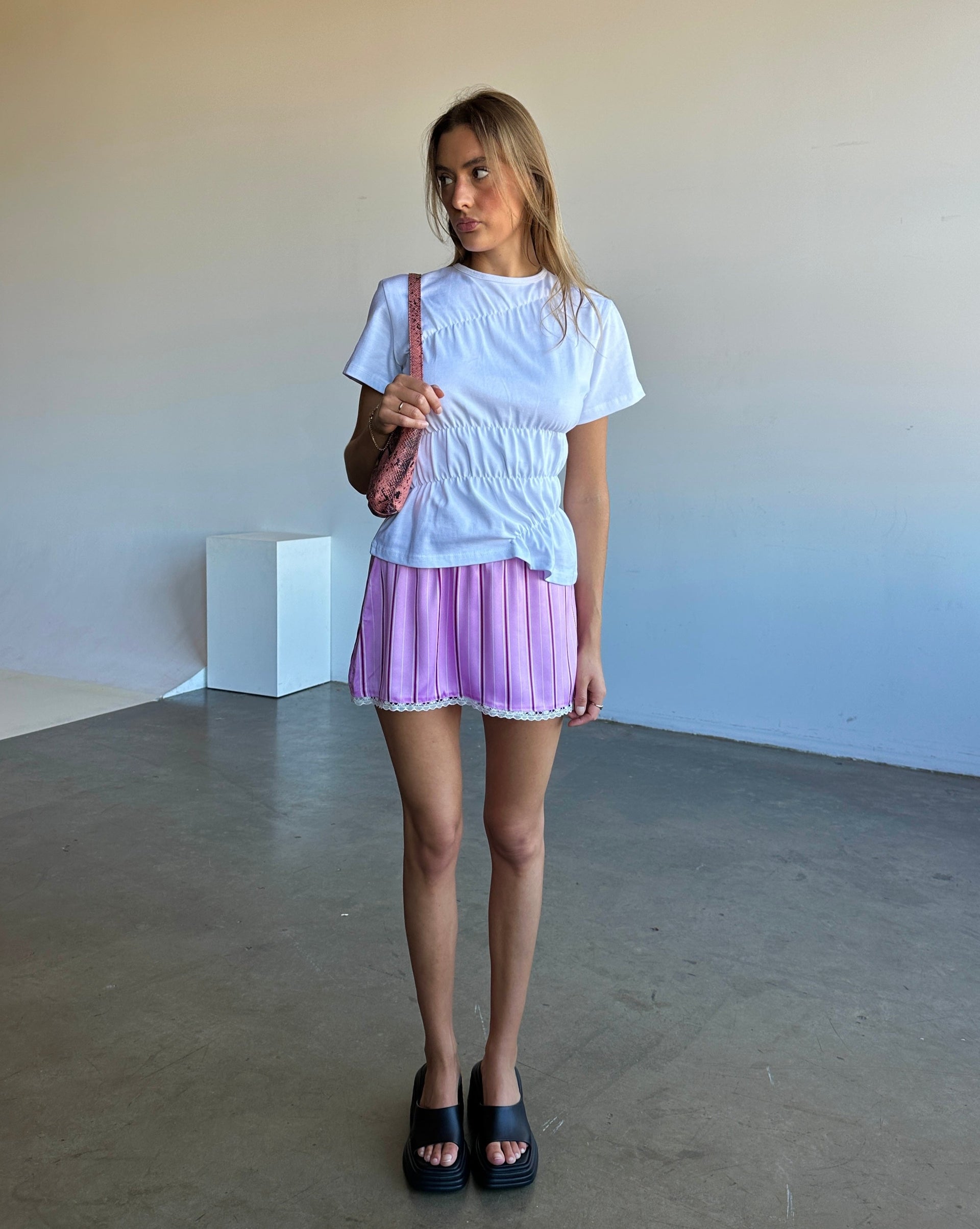 Scrunched Tee - White